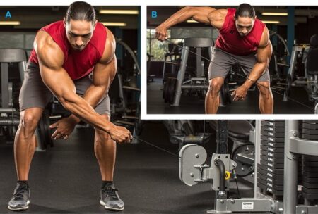 Elevación frontal de hombros con polea baja - Musculación Total